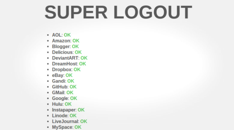 Super Logout logs you out of 30 sites instantly with one click
